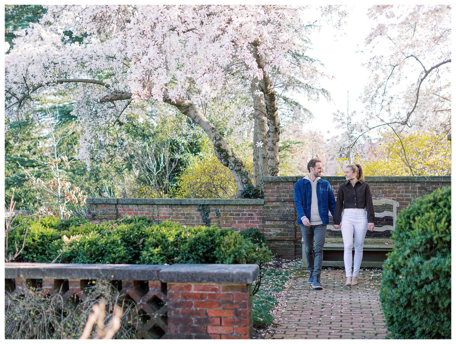 Springtime DC Garden Engagement | Magnolia Flower Engagement Photos ...
